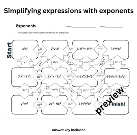 Easy Simplifying Exponents Maze Focus On Multiplication By Sciencehelper