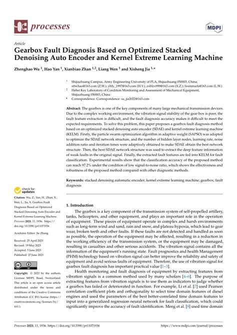 Pdf Gearbox Fault Diagnosis Based On Optimized Stacked Denoising Auto