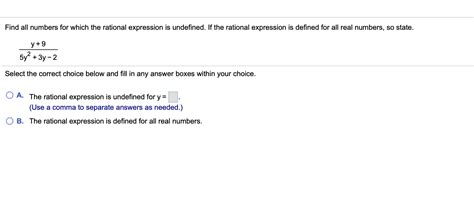 Solved Find All Numbers For Which The Rational Expression Is Chegg