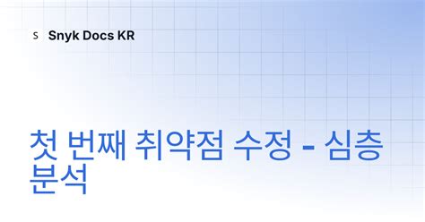 첫 번째 취약점 수정 심층 분석 snyk docs kr