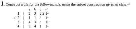 solved 1 construct a dfa for the following nfa using the