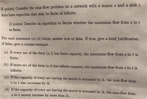 Solved 6 Points Consider The Max Flow Problem On A Network