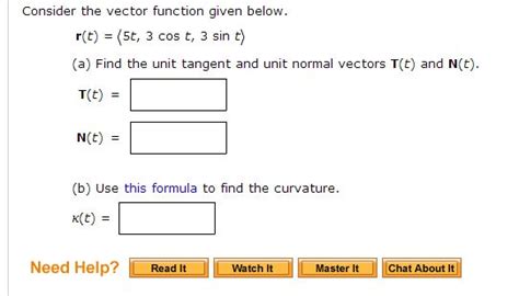Solved Consider The Vector Function Given Below R T 5t