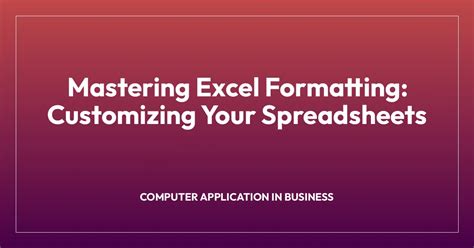 Mastering Excel Formatting Customizing Your Spreadsheets Gender Studies