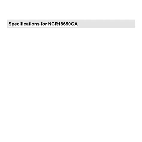 Ncr18650ga Panasonic Li Ion Rechargeable Battery Datasheet