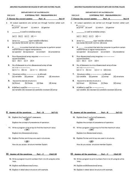 ii internal nov 2023 pdf pointer computer programming