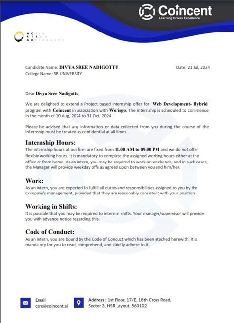 Internship Webdevelopment Coincent Divya Sree Nadigottu