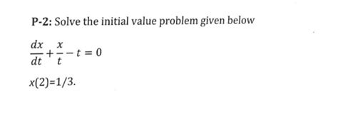 Solved Solve The Initial Value Problem Given Below Dx Dt Chegg