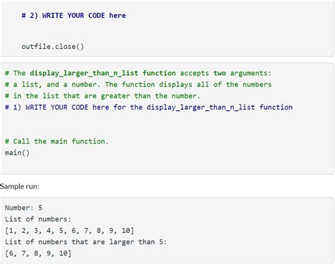 Solved Larger Than N 1 In The Program Below Write A