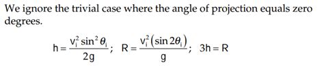 Finding The Launch Angle For A Projectile If The Range Is 3x The Max Height Of The Trajectory