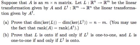 Solved Suppose that A is an m x n matrix. Let L:R” — " be | Chegg.com