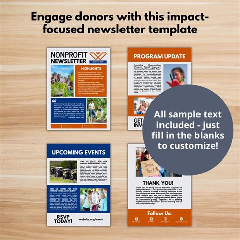 Nonprofit Newsletter Template Editable Canva Layout Digital Download