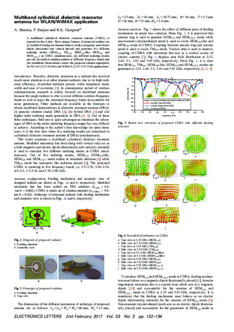 Pdf Multi Band Cylindrical Dielectric Resonator Antenna For Wireless Applications