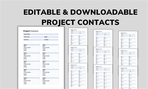 Editable Project Contacts List Template Ms Word Digital Download Etsy