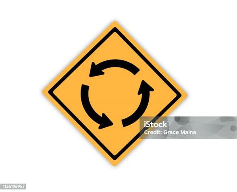 원형 교차로 경고 교통 원 또는 원형 교차로 기호 기호 아이콘 로터리에 대한 스톡 벡터 아트 및 기타 이미지 로터리 도로 표지판 벡터 Istock