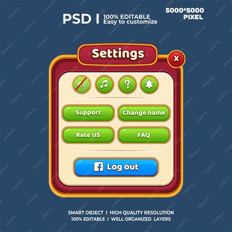 Premium Psd Setting Screen Ui 2d Game Ui User Interface Casual Game