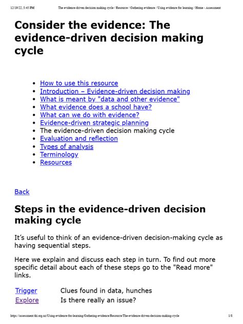 the evidence driven decision making cycle resource gathering