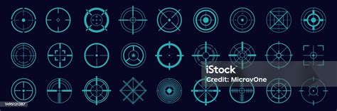 Hud는 요소를 대상으로 하고 십자형 그래픽에 초점을 맞춥니다 제어 대상 저격수는 게임을 목표로합니다 미래 기술 군사 레이더 인터페이스 군대 괜찮은 벡터 표지판 겨냥에 대한
