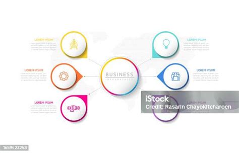 벡터 비즈니스 프리젠 테이션 연결 단계 인포 그래픽 템플릿 6에 대한 스톡 벡터 아트 및 기타 이미지 6 개념 개발 Istock