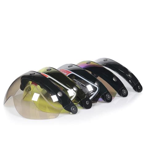 3 Snap Open Face Helmet Visor Vintage Retro Motorcycle Helmet Bubble