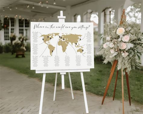 Destination Wedding Seating Chart Sign Modern Seating Plan Template
