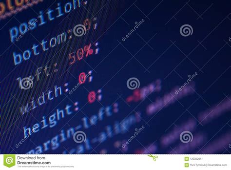Css Markup On Blue Background Close Up Stock Image Image Of Coding Technology