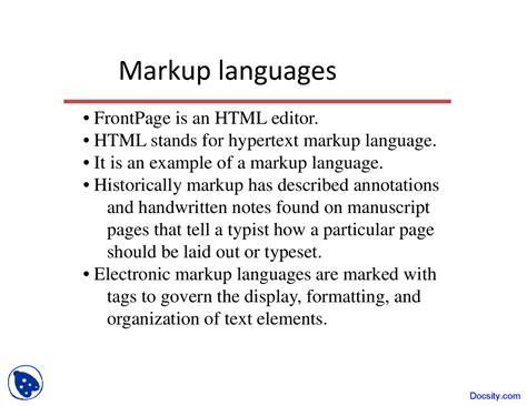 Markup Languages E Commerce Lecture Slides Docsity