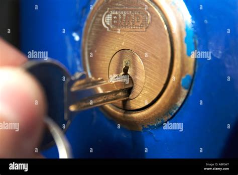 Key Lock Close Up Yale Unlock Stock Photo Alamy