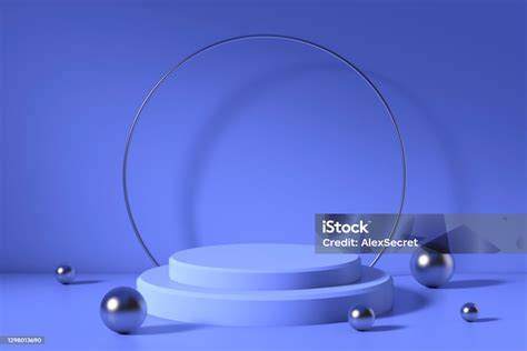 제품 프레젠테이션 및 박람회를 위한 블루 실린더 포디움 또는 플랫폼 0명에 대한 스톡 사진 및 기타 이미지 0명 3차원 형태 가구 Istock