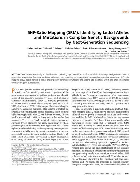 Pdf Snp Ratio Mapping Srm Identifying Lethal Alleles And Mutations Dokumen Tips