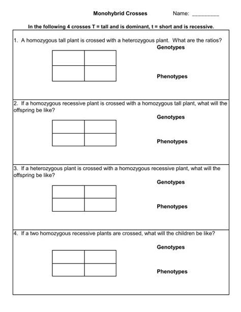 Monohybrid Cross Problems Monohybrid Cross Problem Set Pdf Foreign