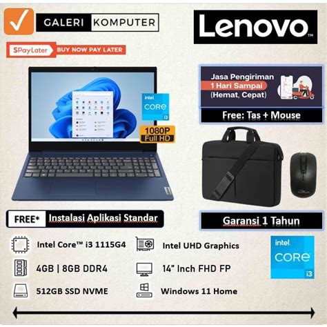 Jual Lenovo Ideapad Slim 3 15 Intel I3 1115G4 8GB 256GB SSD FHD FP Win11 Blue Shopee Indonesia