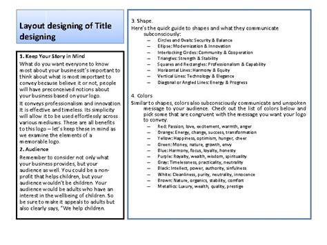 Layout Designing Of Title Designing 1 Keep Your