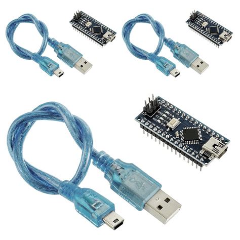 [lumy] 3 pcs pré soldado para placa nano atmega328p com cabo usb