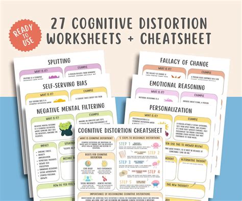 27 Cognitive Distortion Worksheets Cheatsheet Thinking Errors