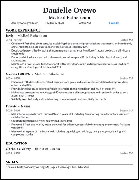 3 Medical Esthetician Resume Templates And Examples For 2025