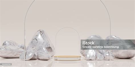 제품 쇼케이스를 위한 연단 돌과 구슬이 있는 배경 제품 배치 장면 3d 그림 0명에 대한 스톡 사진 및 기타 이미지 0명 3차원 형태 Fashion Show Istock