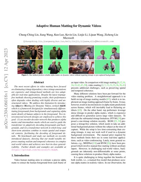 Adaptive Human Matting For Dynamic Videos Deepai