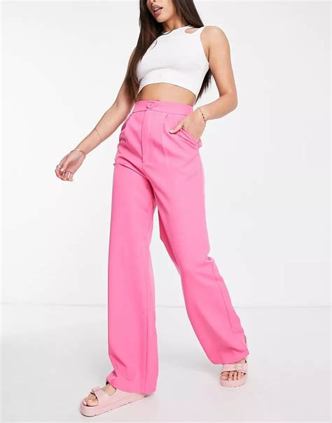 Stradivarius Tall Tailored Wide Leg Pants In Pink Asos Tops For