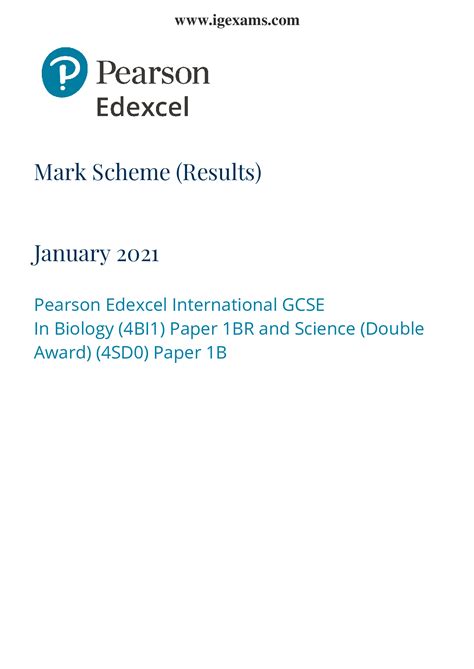 Pearson Edexcel International Gcse In Biology 4bi1 Paper 1br And Science Double Award 4sd0