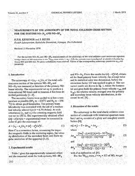 Pdf Measurements Of The Anisotropy Of The Total Collision Cross
