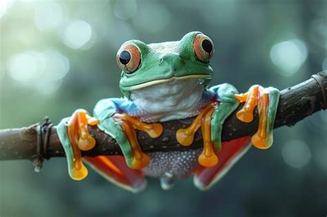 Premium Photo Tree Frog Dumpy Frog On Branch