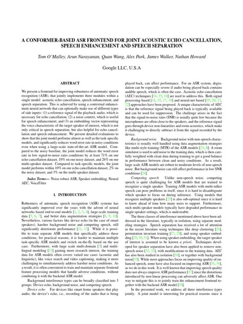 A Conformer Based Asr Frontend For Joint Acoustic Echo Cancellation