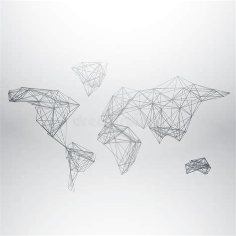 Digital World Map Linked By Lines Connections Network Design Stock