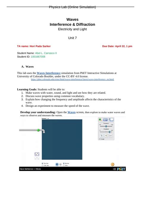 physics lab 8 online simulation waves interference and diffraction 2024 2025 physics misc