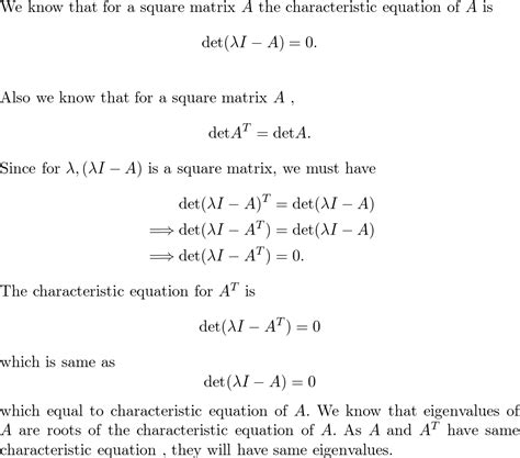 prove that if a is a square matrix then a and a t quizlet