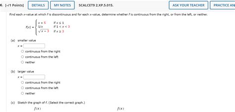 solved find each x value at which f ﻿is discontinuous and