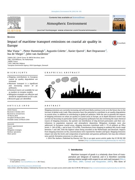 Pdf Impact Of Maritime Transport Emissions On Coastal Air Quality In Europe