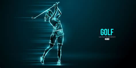 파란색 배경에 골프 선수의 추상적인 실루엣 골퍼 여자가 공을 친다 벡터 일러스트 레이 션 골프공에 대한 스톡 벡터 아트 및 기타 이미지 Istock