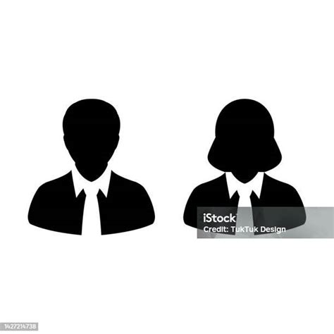 비즈니스 남성과 여자 아이콘 벡터 사용자 프로필 아바타 기호 플랫 컬러 글리프 픽토그램 기호 비즈니스용 경영자에 대한 스톡 벡터